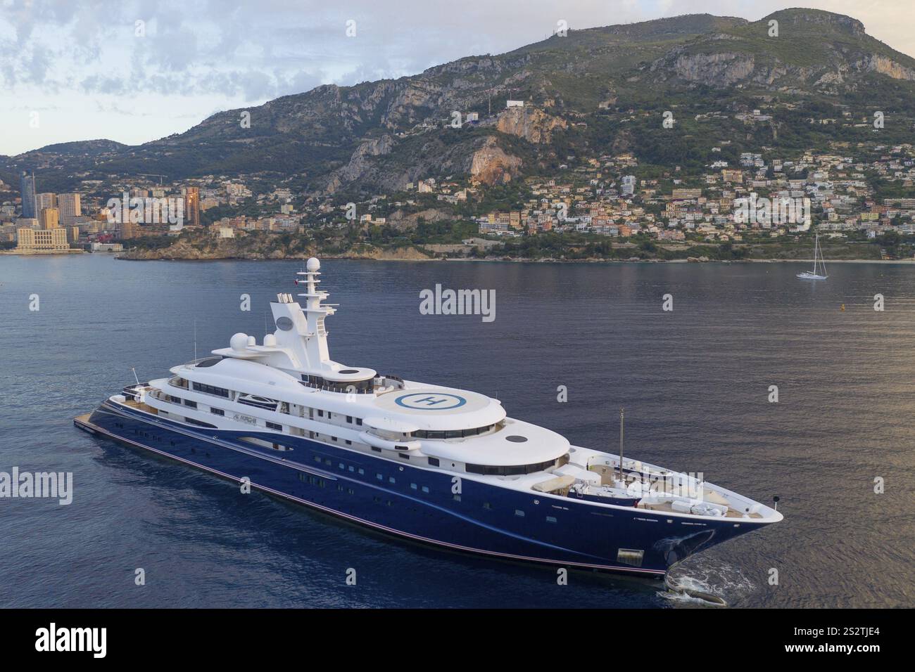 Aerial view of 133 metre motor yacht AL MIRQAB, delivered in 2008 by ...