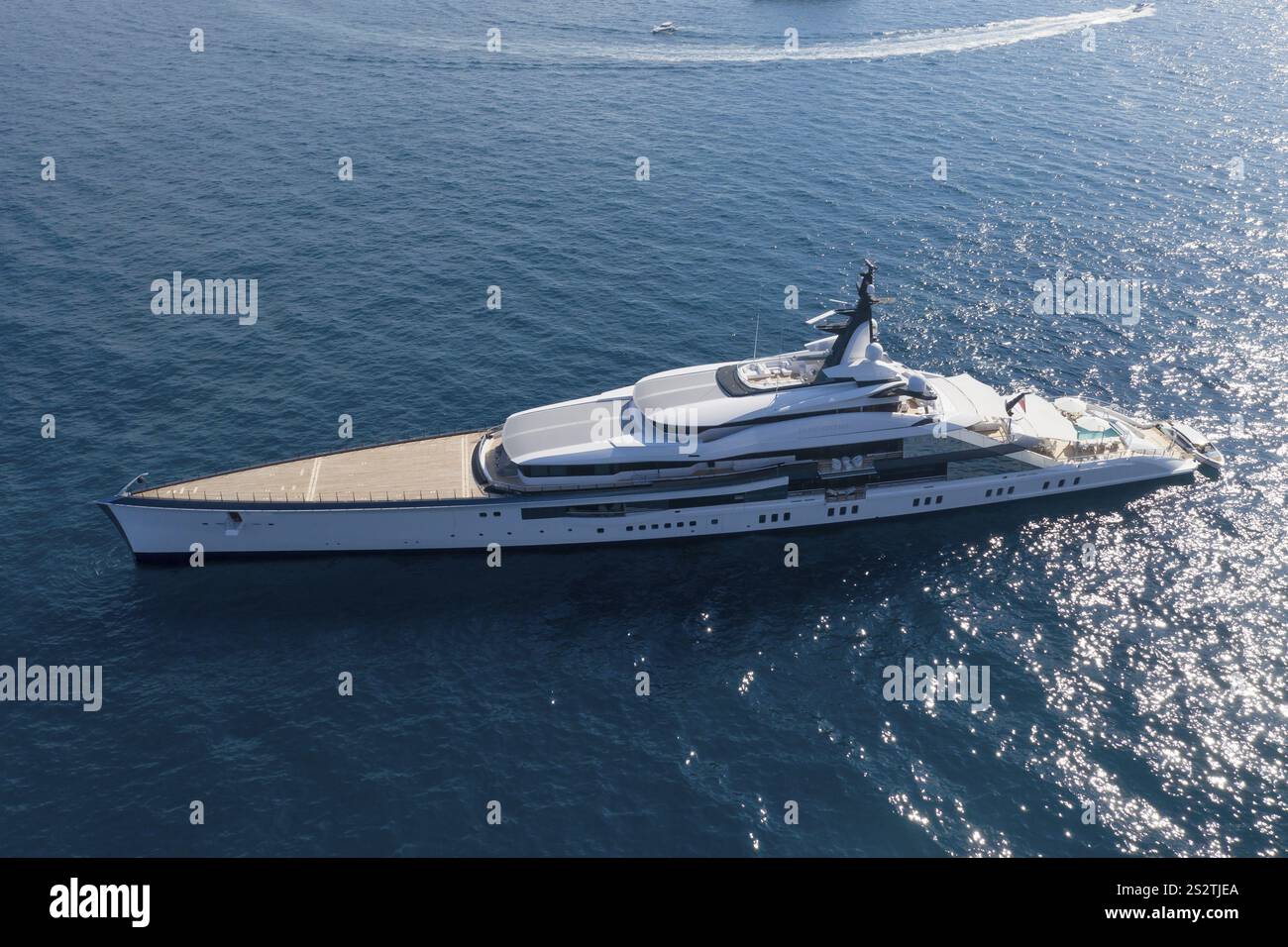 Aerial view of 109 metre motor yacht Bravo Eugenia, delivered in 2018 ...
