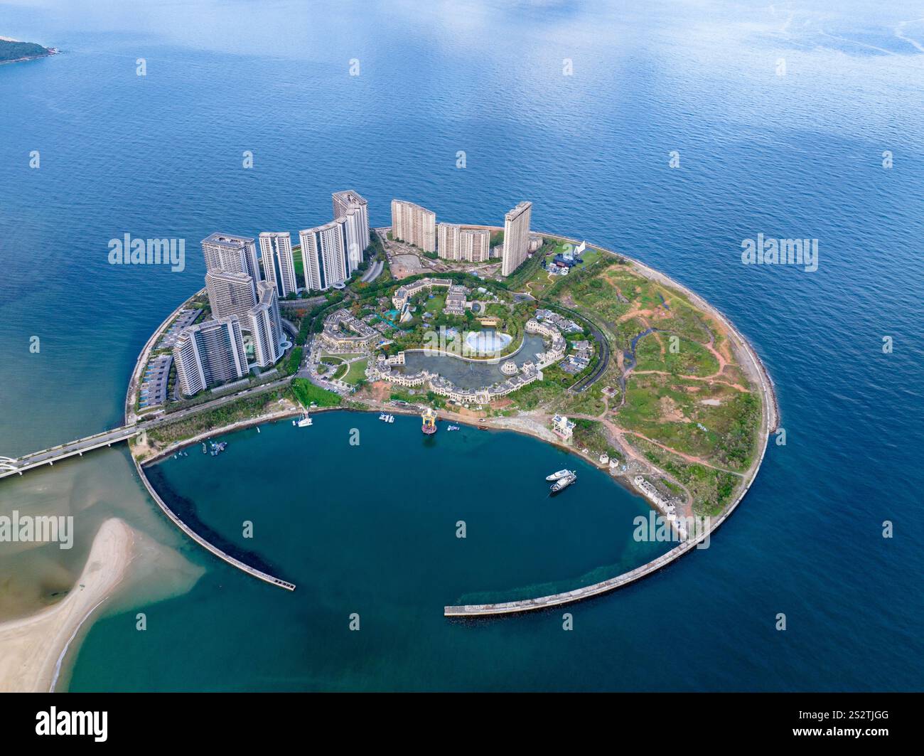 Aerial photography of Sunac Sun Moon Bay in Wanning, Hainan Stock Photo ...