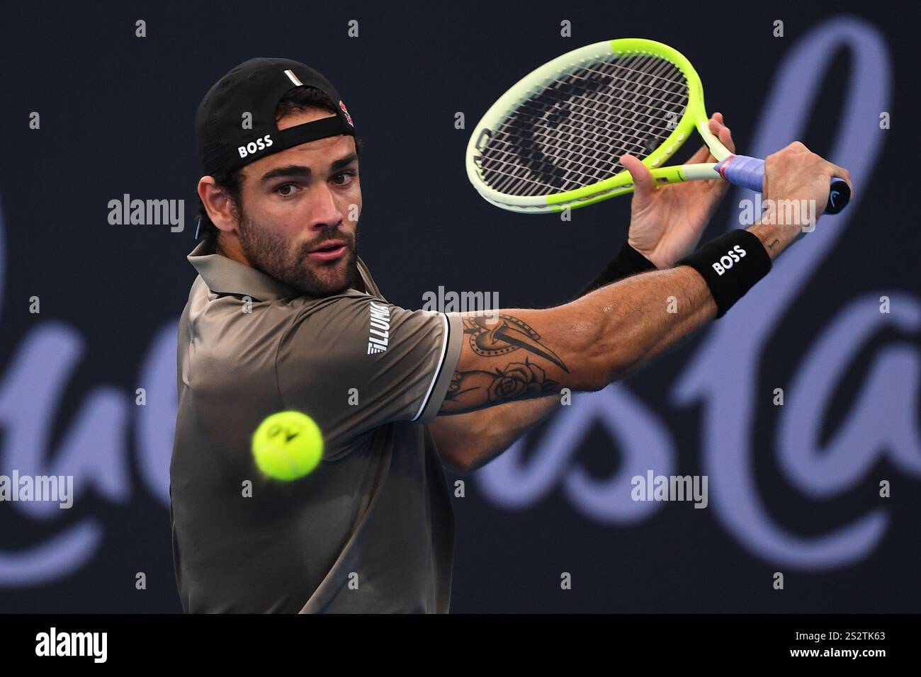 Brisbane, Australia. 30th Dec, 2024. Matteo Berrettini of Italy plays a ...