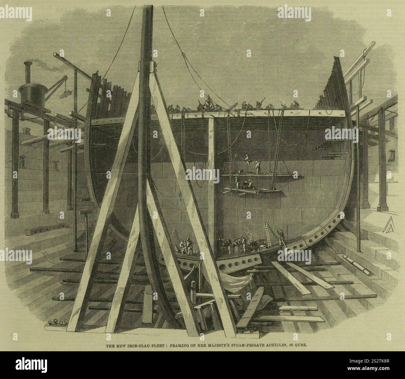 Framing of Her Majesty's Steam-Frigate Achilles, 50 Guns - ILN 1862 ...
