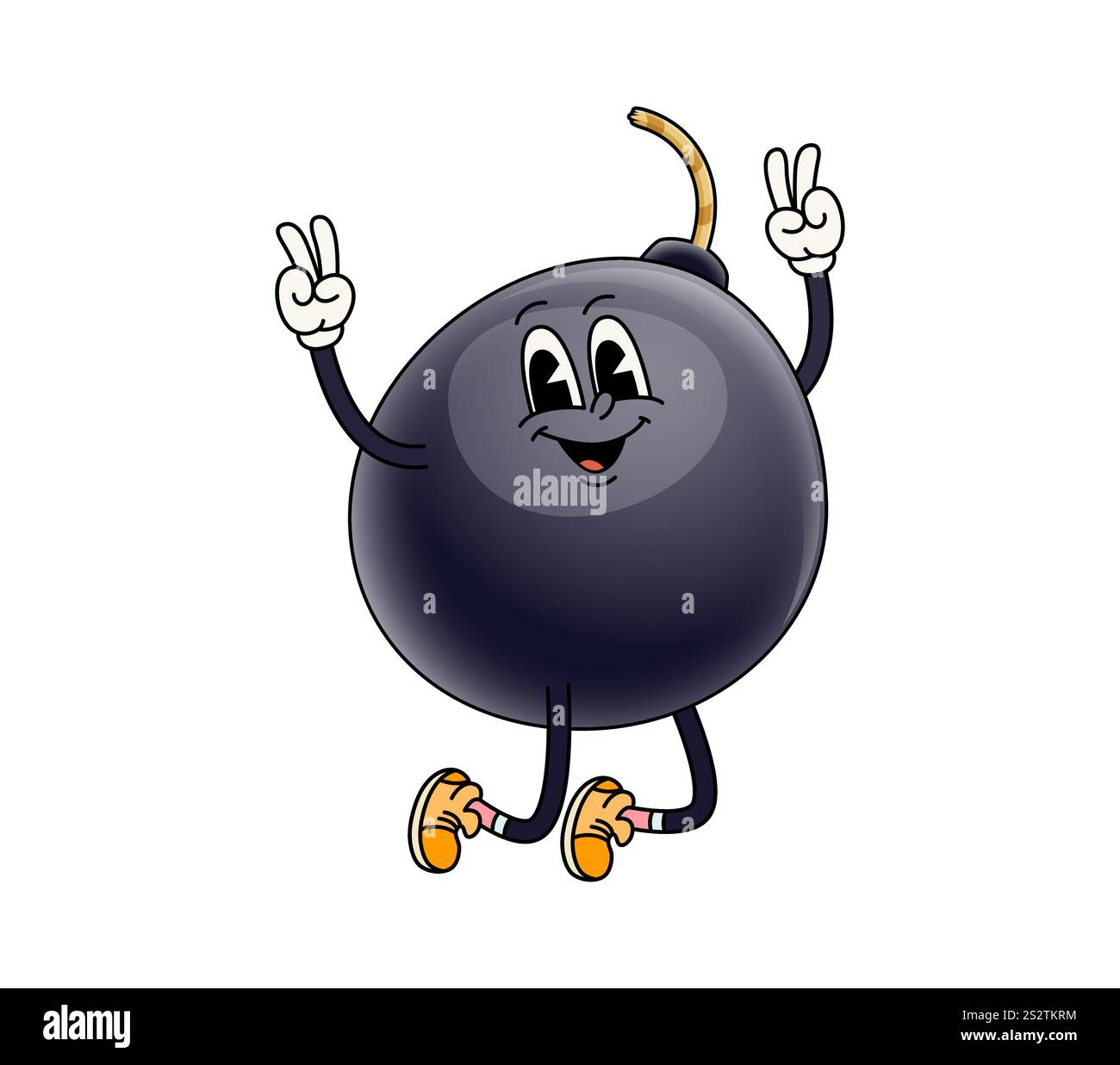 Groovy bomb character in retro cartoon as comic funny personage, vector ...