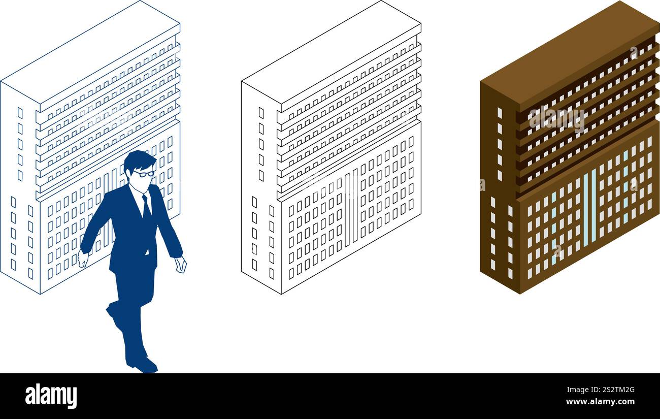 High-rise apartment building and businessman walking away Stock Photo ...