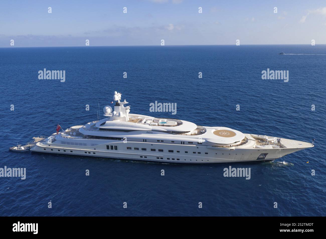 Aerial view of 115 metre motor yacht PELORUS, built in 2003 by the ...