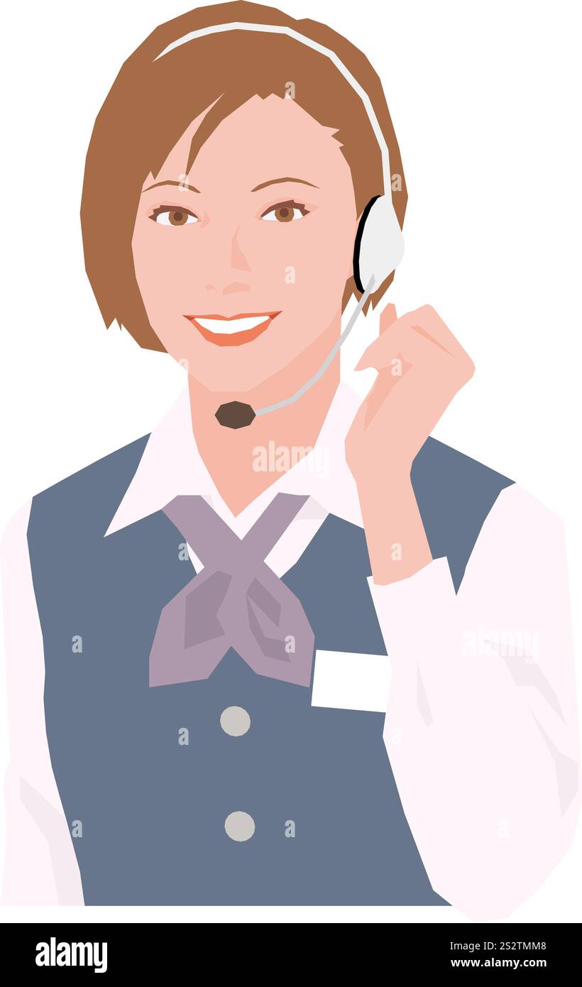 Young woman, operator, wearing intercom Stock Photo - Alamy