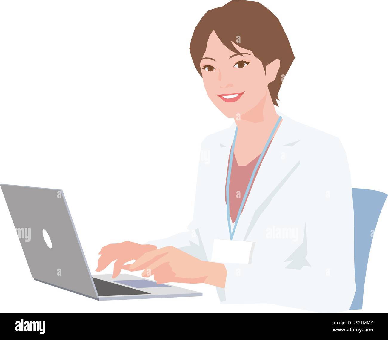 Woman in white operating laptop computer Stock Photo - Alamy