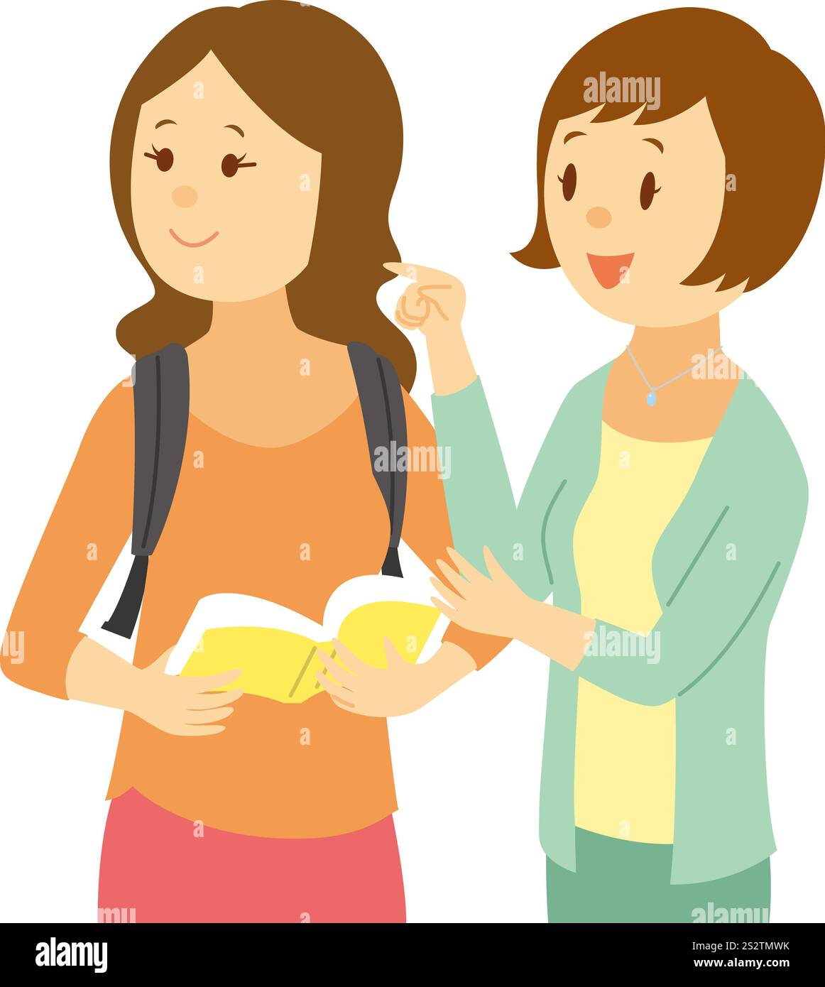 Korean woman asking for directions with guidebook Stock Photo - Alamy