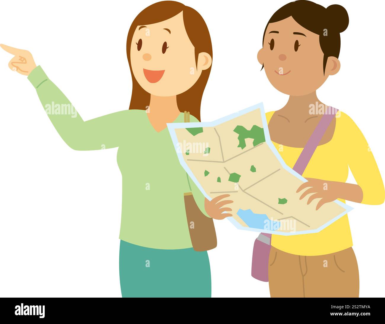 South-east Asian woman asking for directions with a map Stock Photo - Alamy