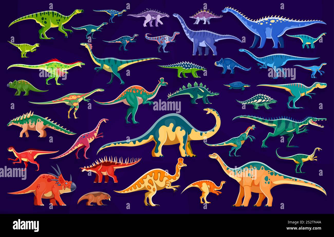 Prehistoric dinosaurs color scheme infographics. Vector set of colorful ...