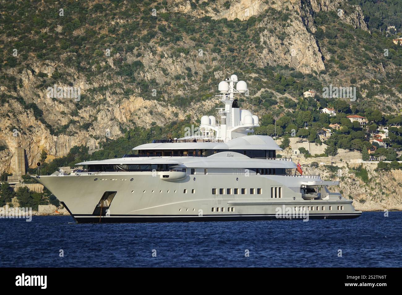 Aerial view of 115 metre motor yacht PELORUS, built in 2003 by the ...