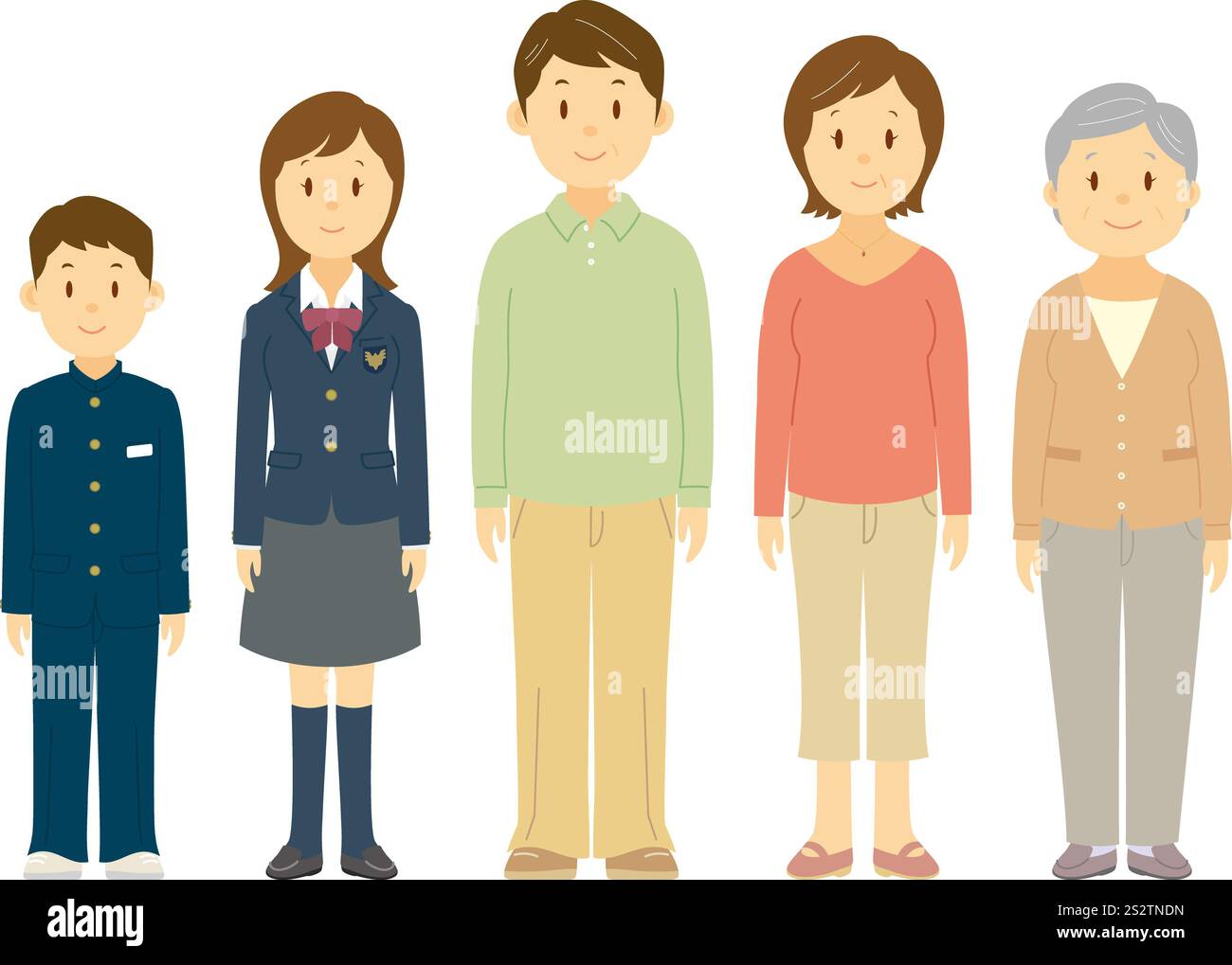 Three generation family standing side by side Stock Photo - Alamy