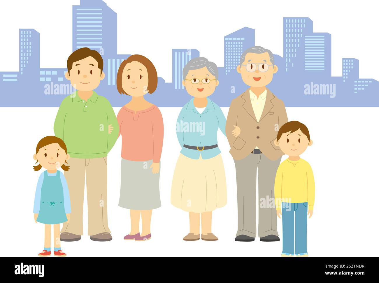 Three generation family standing side by side Stock Photo - Alamy