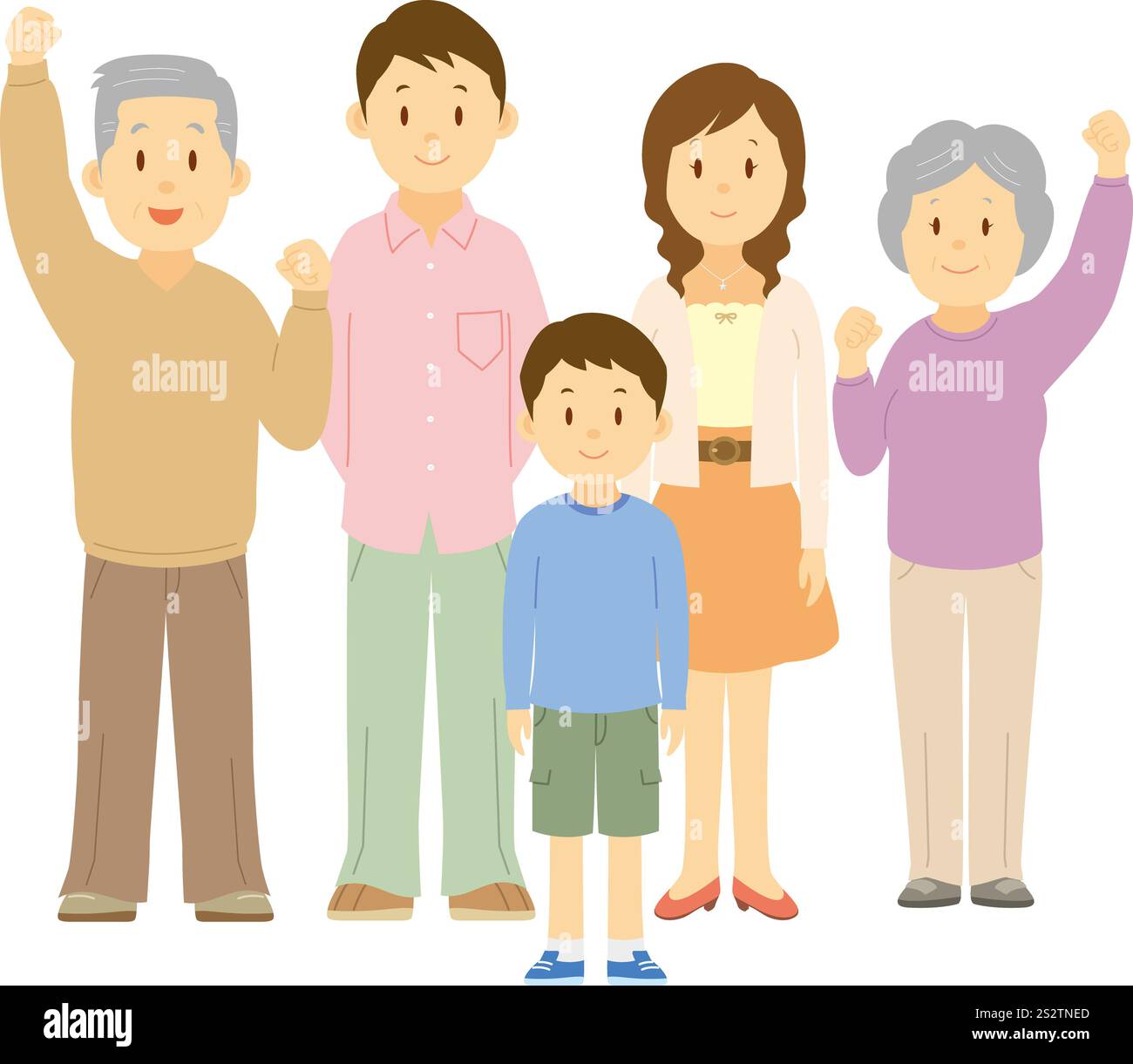 Three generation family standing side by side Stock Photo - Alamy