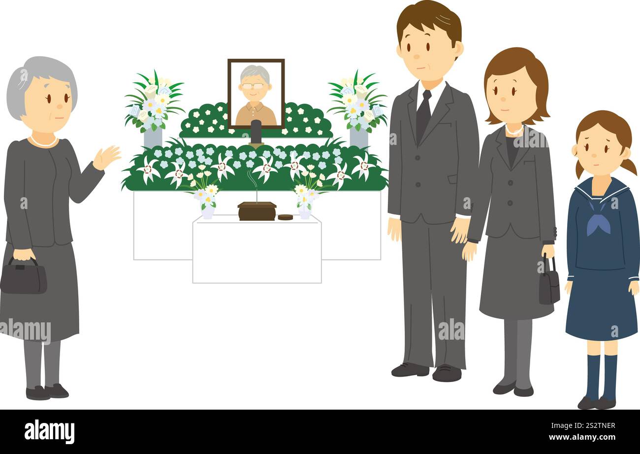 Family members and mourners talking at a funeral Stock Photo - Alamy