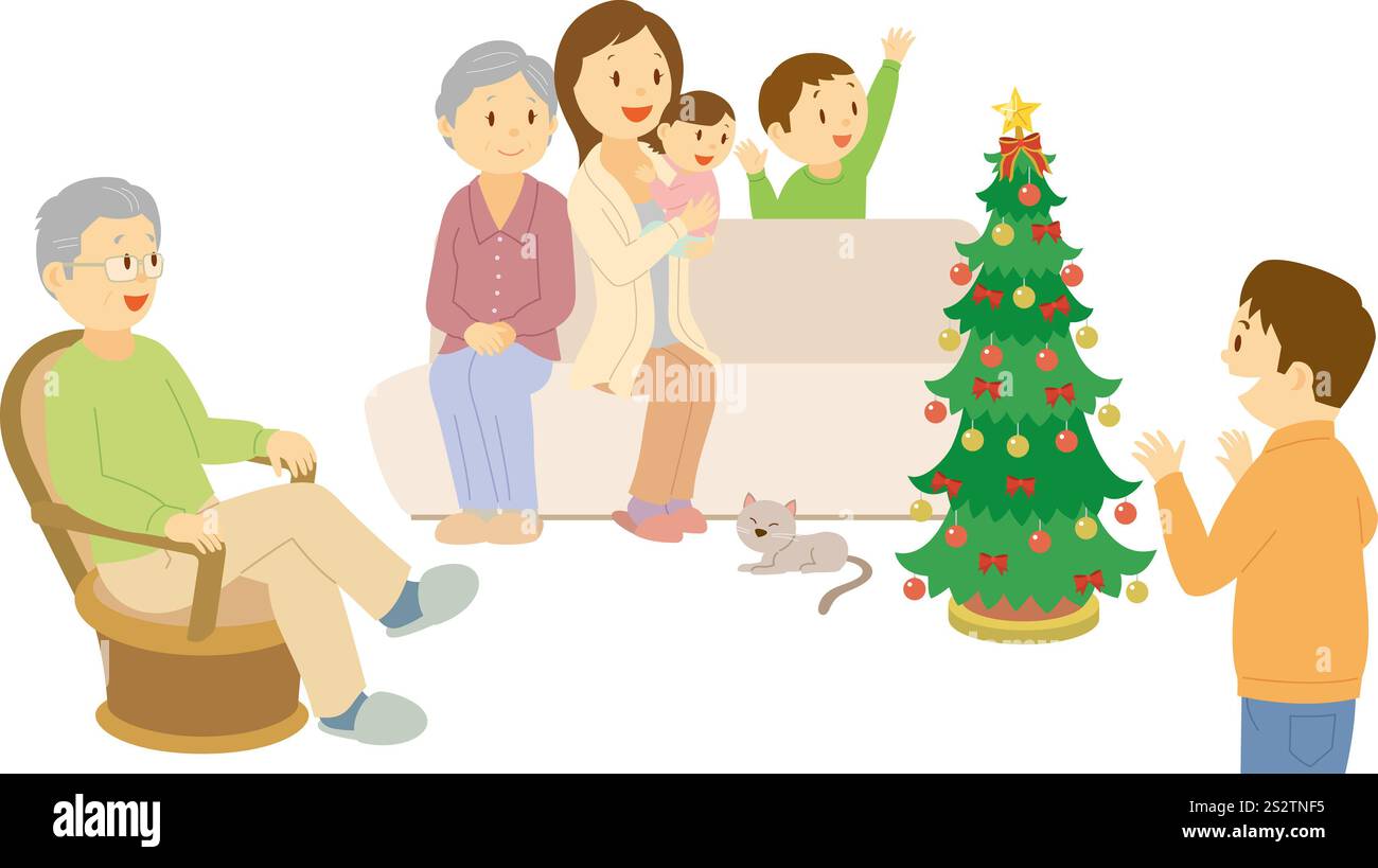 Three generations of a family celebrating Christmas Stock Photo - Alamy
