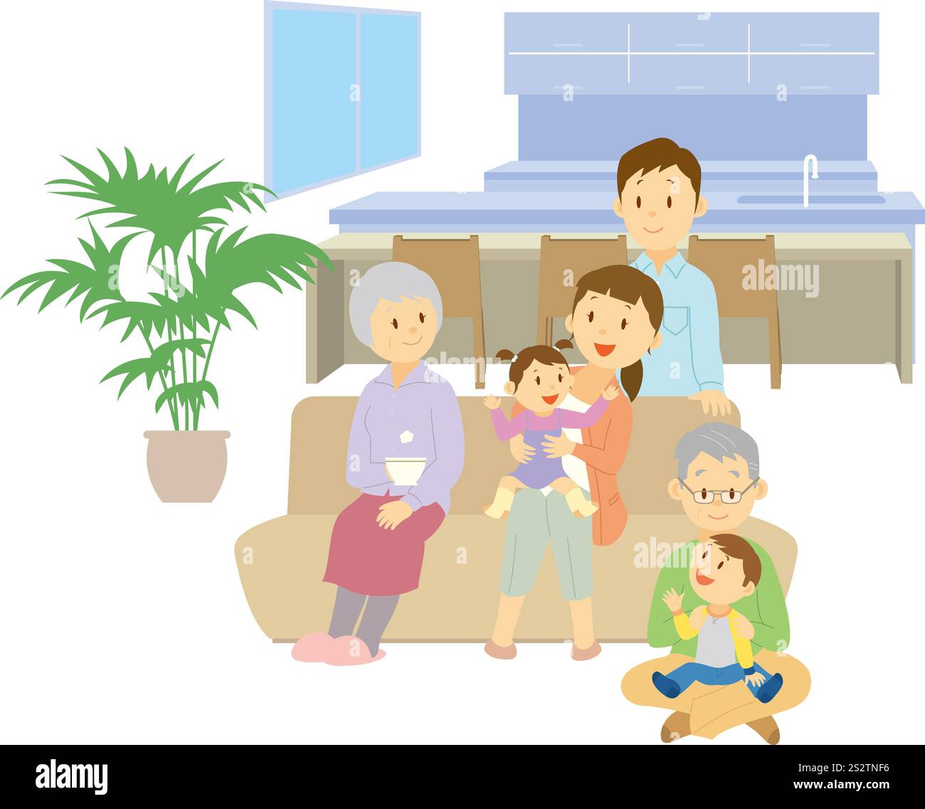 Family of three generations relaxing in living room Stock Photo - Alamy