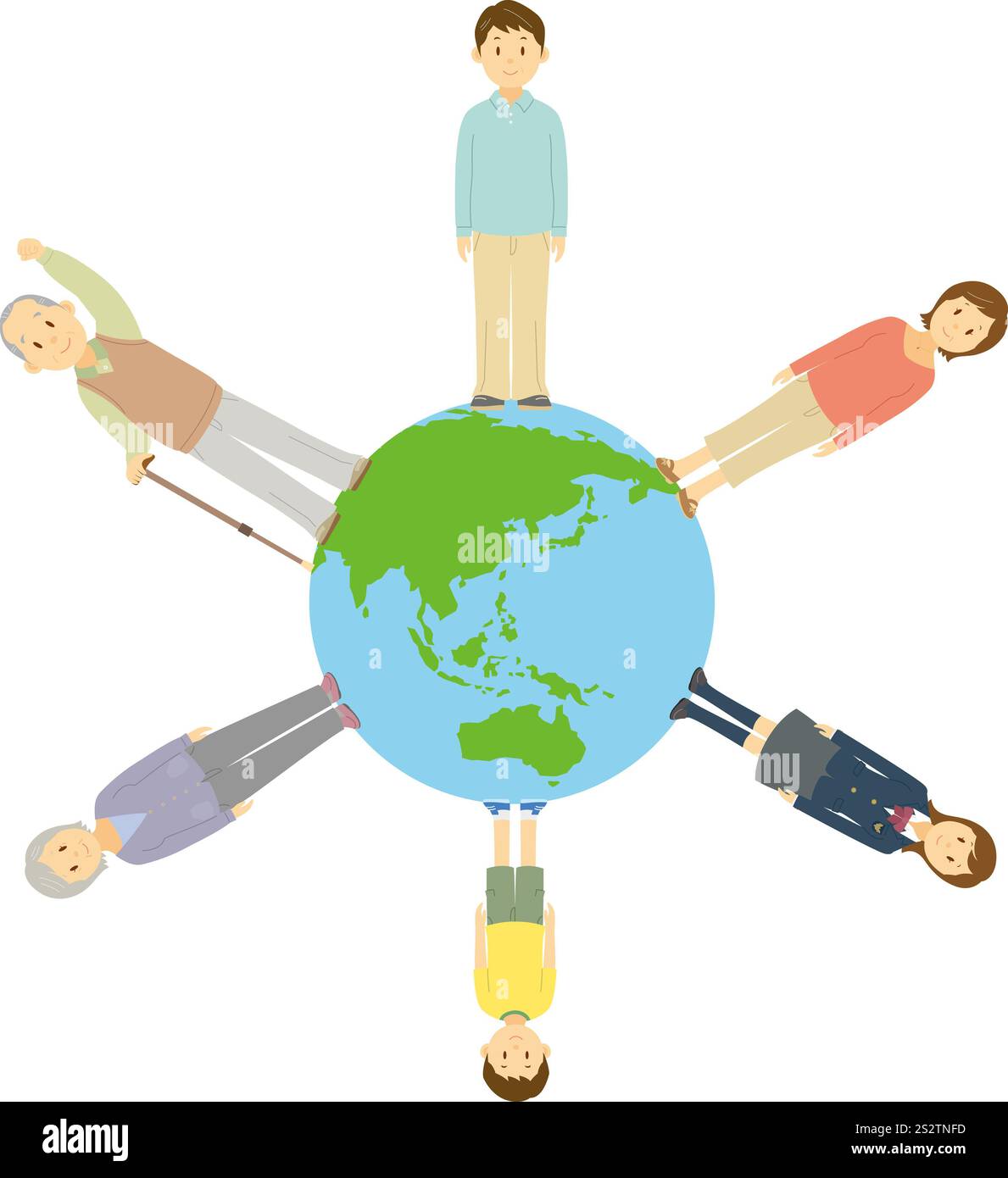 Three-generation family and the earth Stock Photo - Alamy