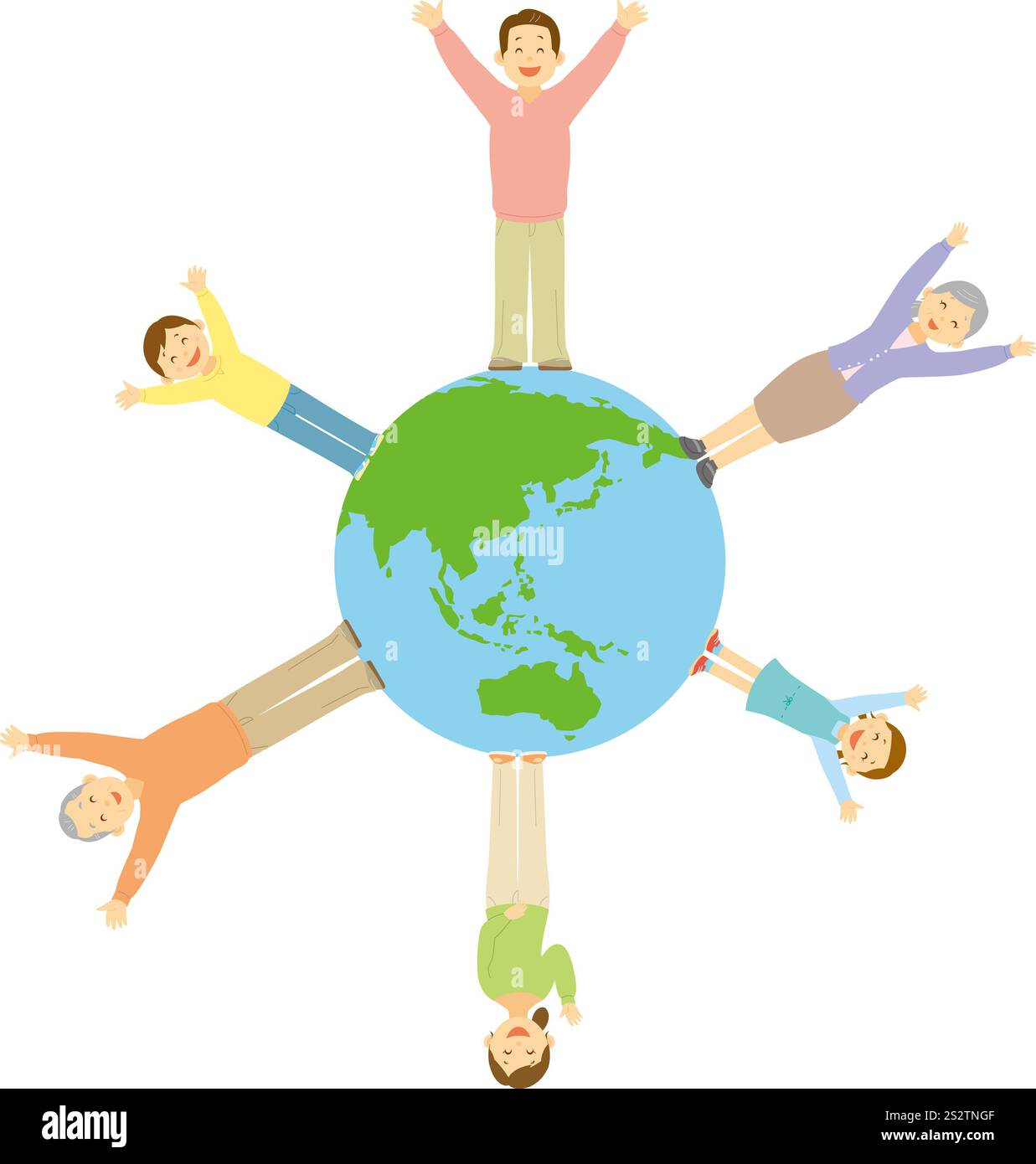 Three-generation family and the earth Stock Photo - Alamy