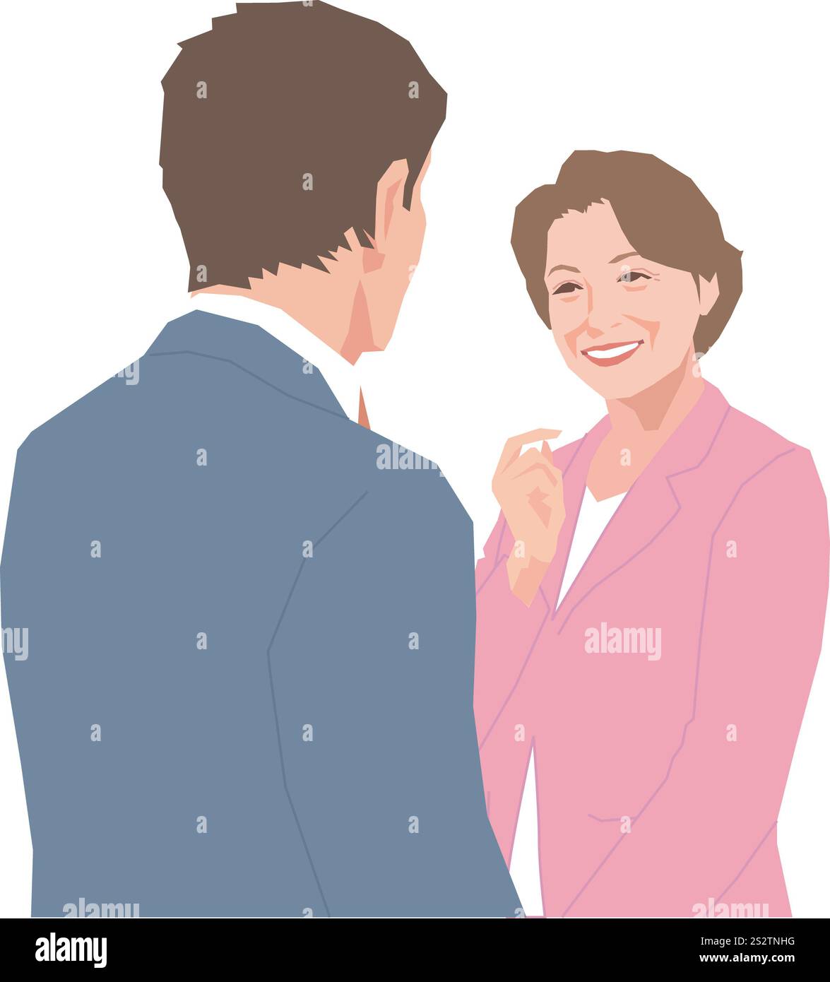 Active senior woman talking to young man Stock Photo - Alamy