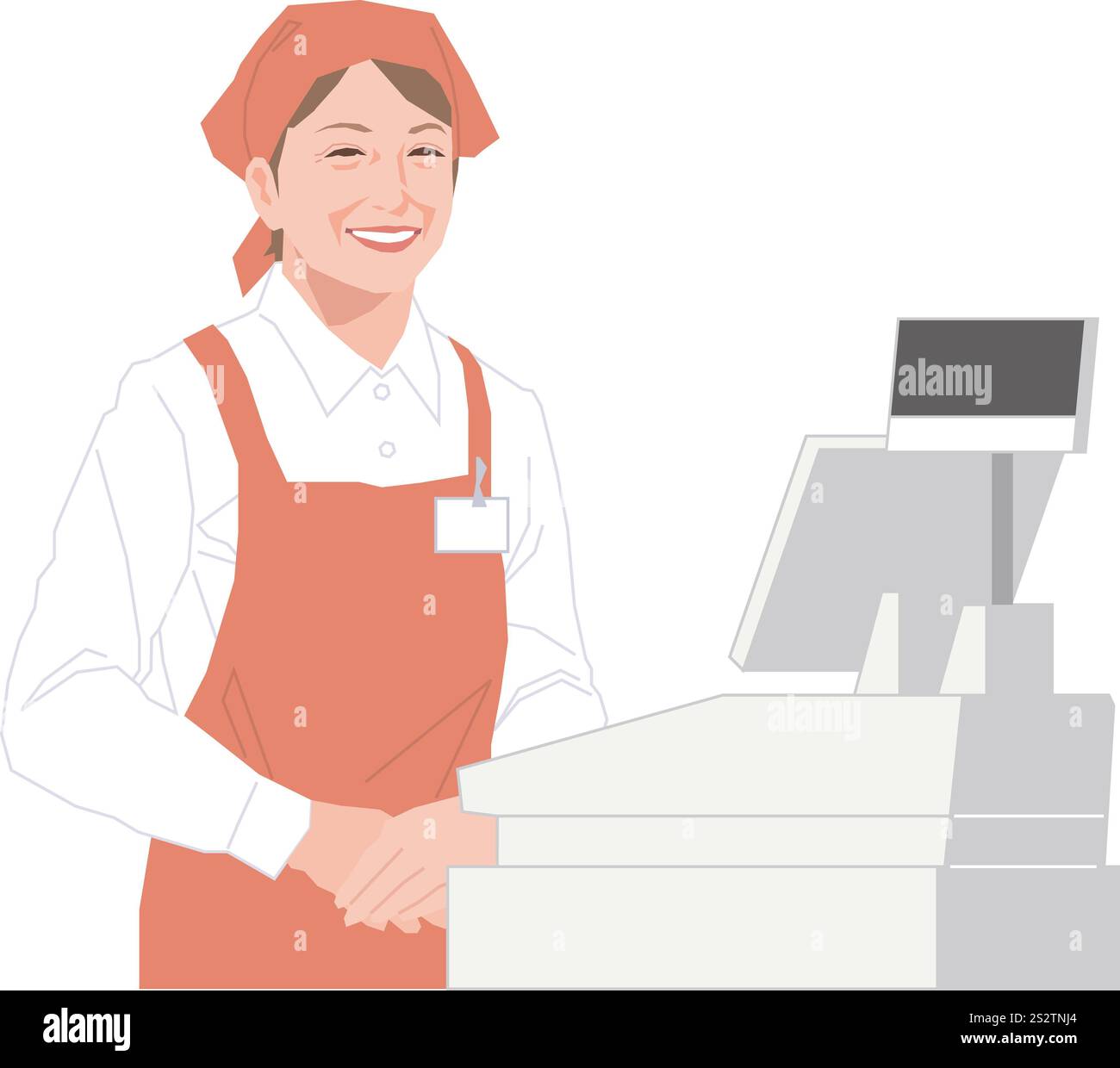 Active senior woman working as a cashier Stock Photo - Alamy