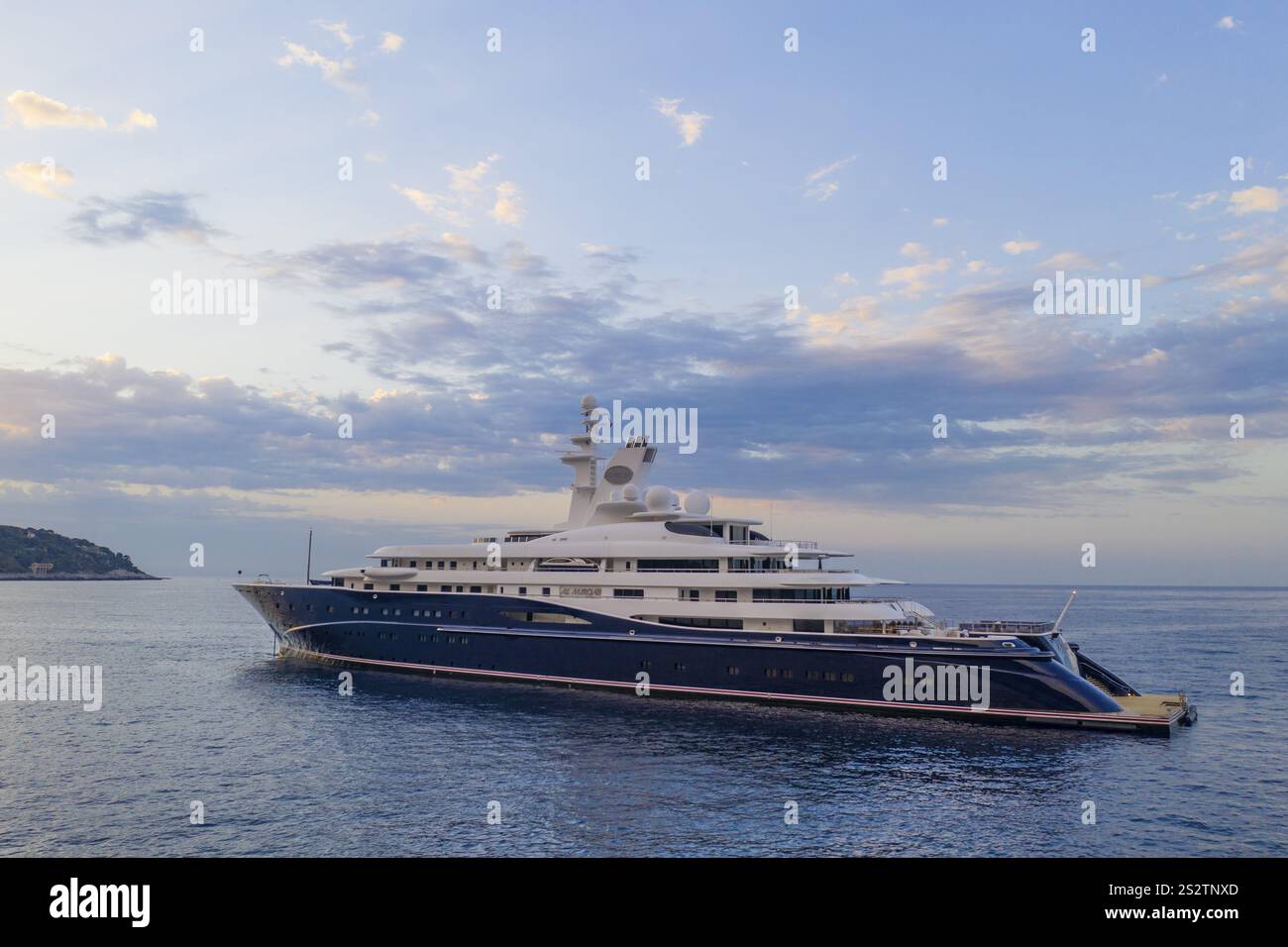 Aerial view of 133 metre motor yacht AL MIRQAB, delivered in 2008 by ...