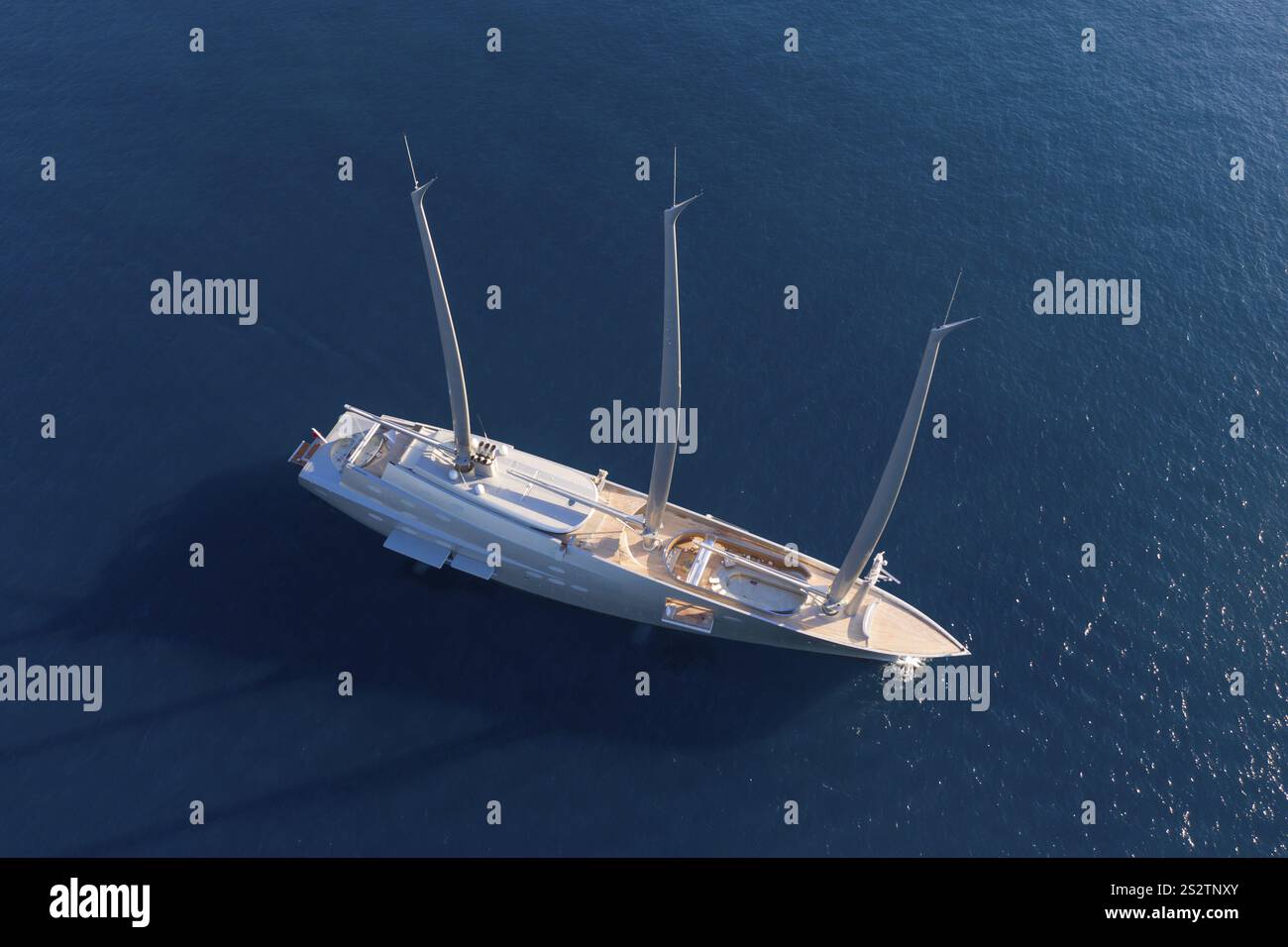 Aerial view 143 metre long three-master Sailing Yacht A, largest ...