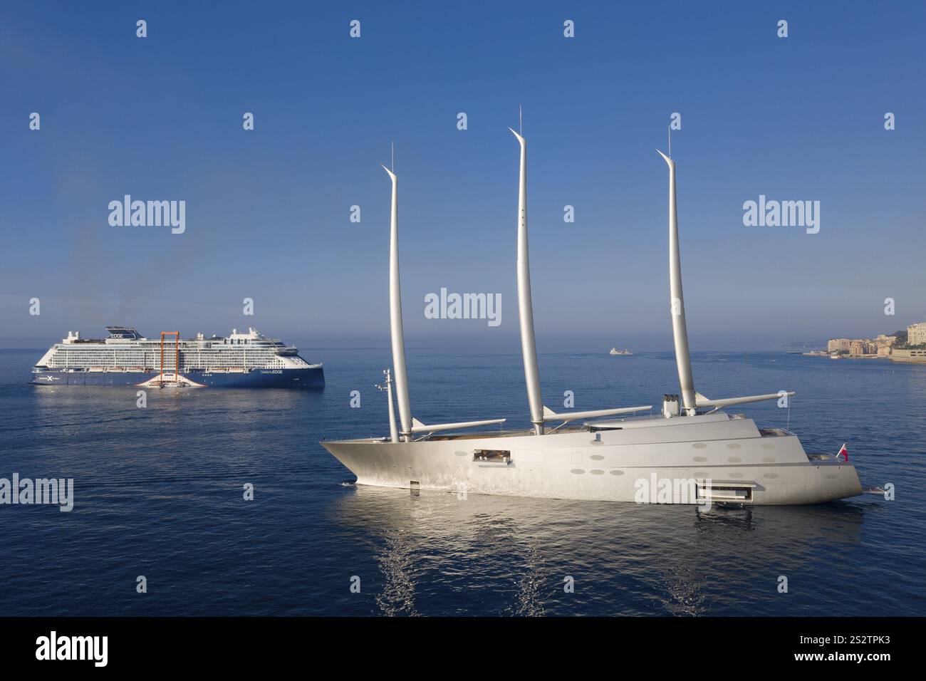 Aerial view 143 metre long Sailing Yacht A, largest sailing yacht in ...