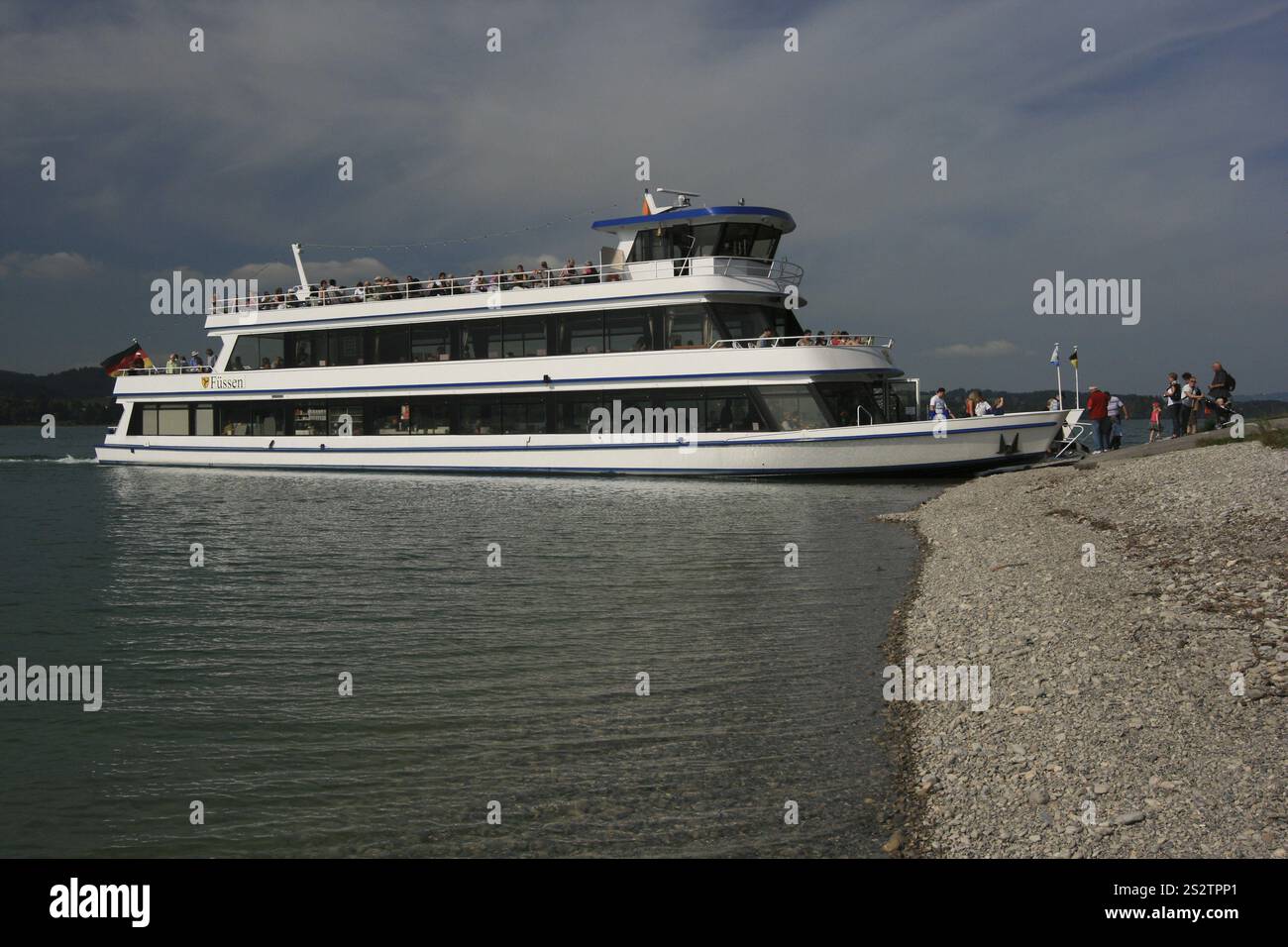 Ferry across the Forggensee reservoir, also known as Rosshaupten ...