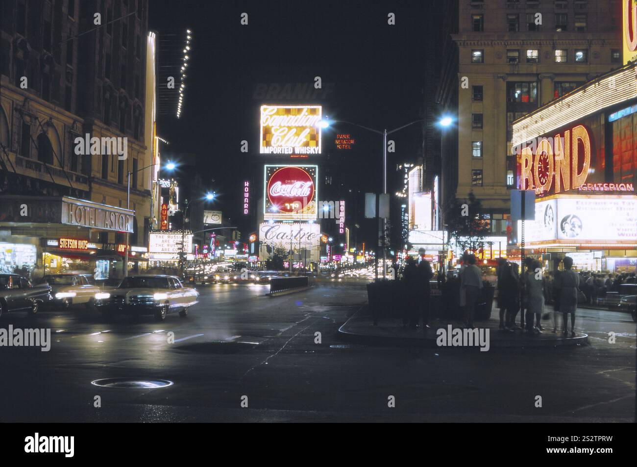 New York in 1966, Times Square at night Stock Photo - Alamy