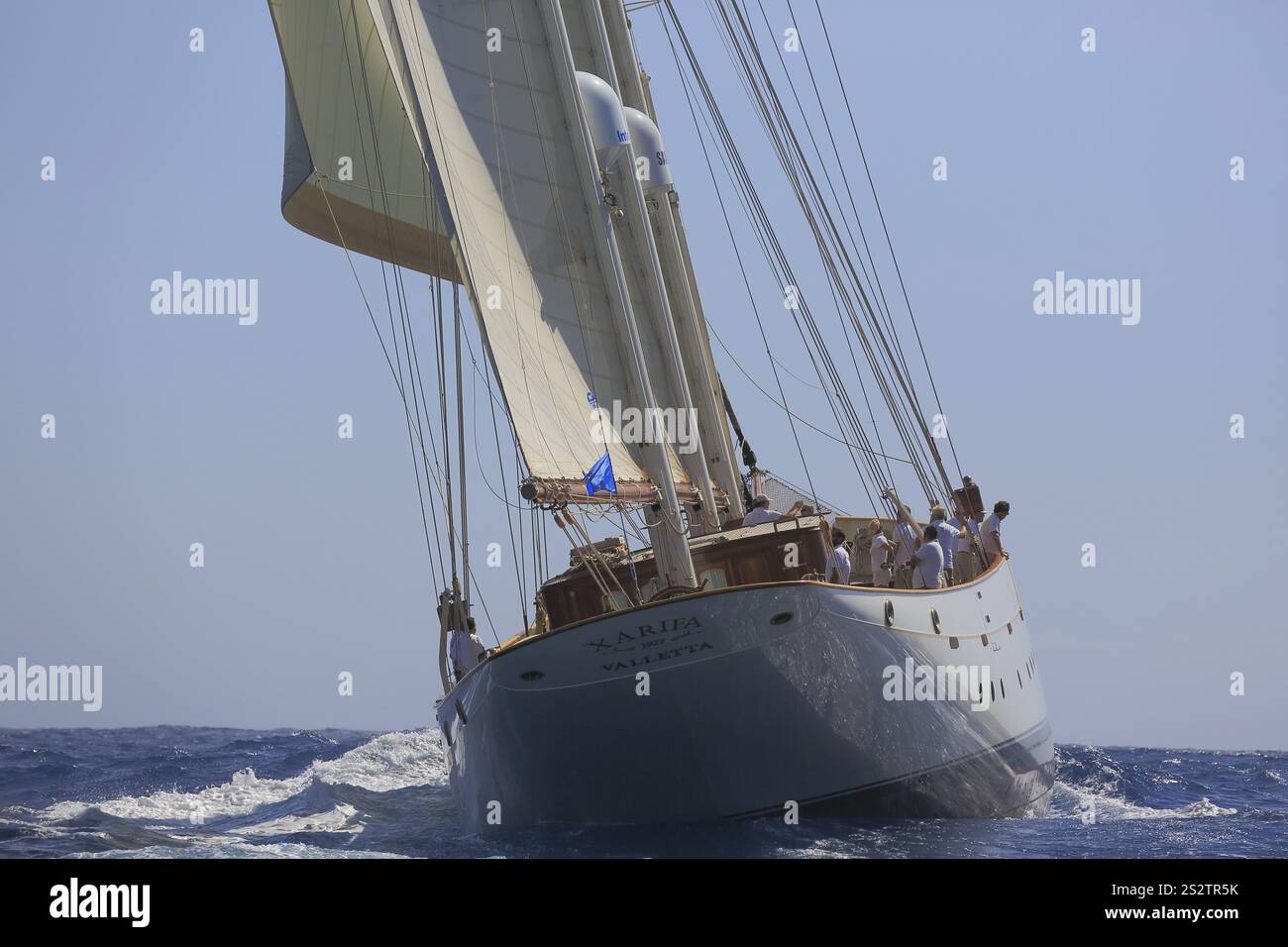 90-year-old sailing yacht Three-masted topsail schooner XARIFA sails ...