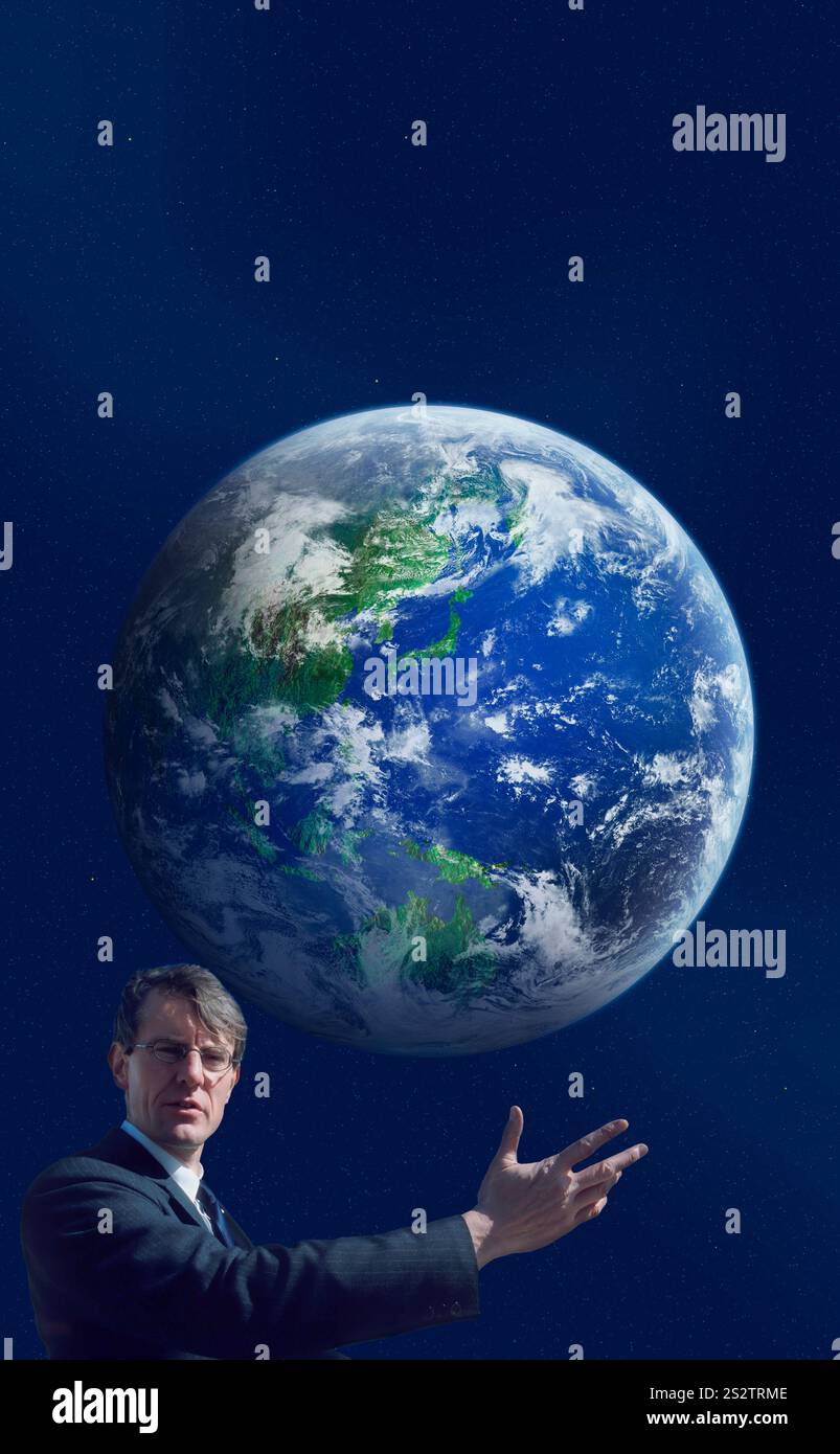 Earth and white male Stock Photo - Alamy