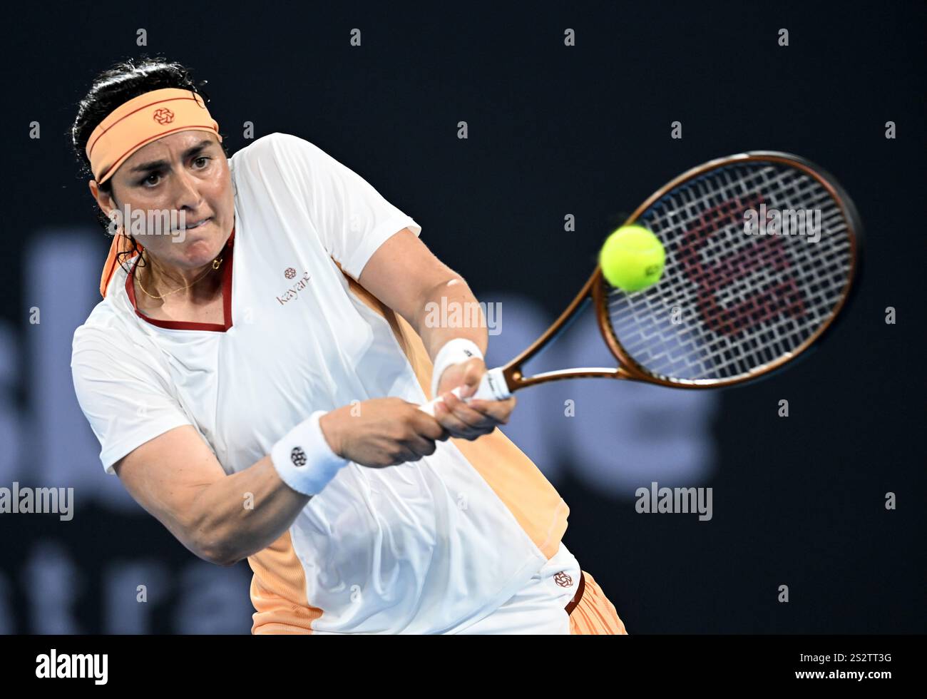 Brisbane, Australia. 30th Dec, 2024. Ons Jabeur of Tunisia in action during the Brisbane ...