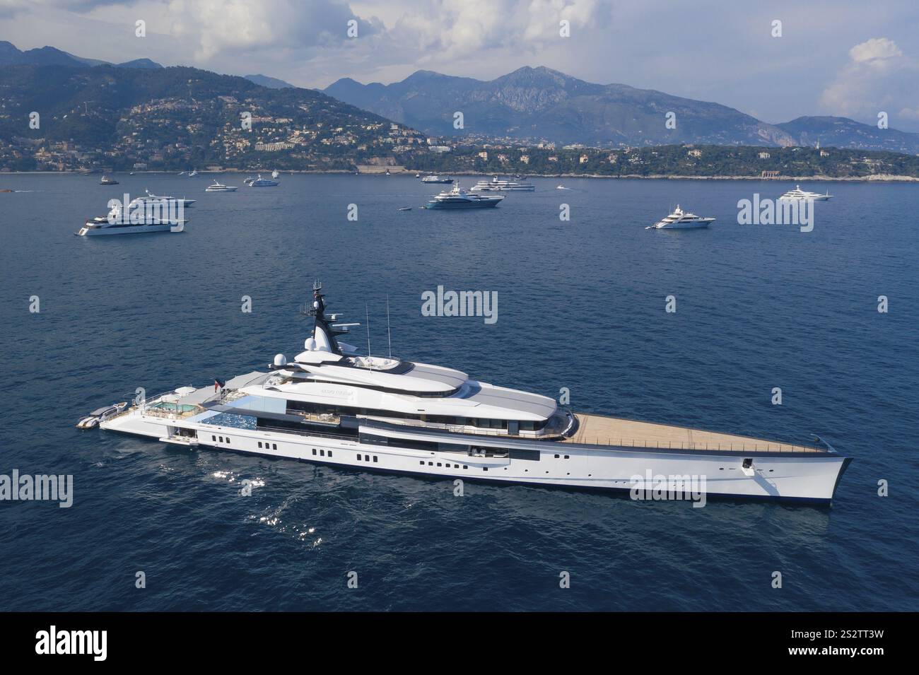 Aerial view of 109 metre motor yacht Bravo Eugenia, delivered in 2018 ...
