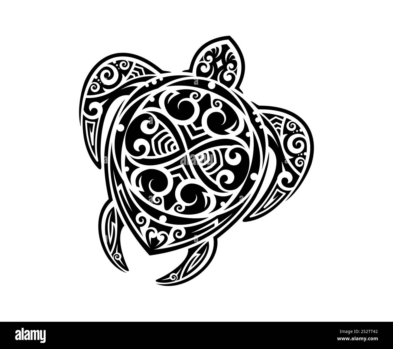 Maori tribal turtle reptile animal tattoo. Hawaiian ethnic sea animal tattoo vector symbol ...