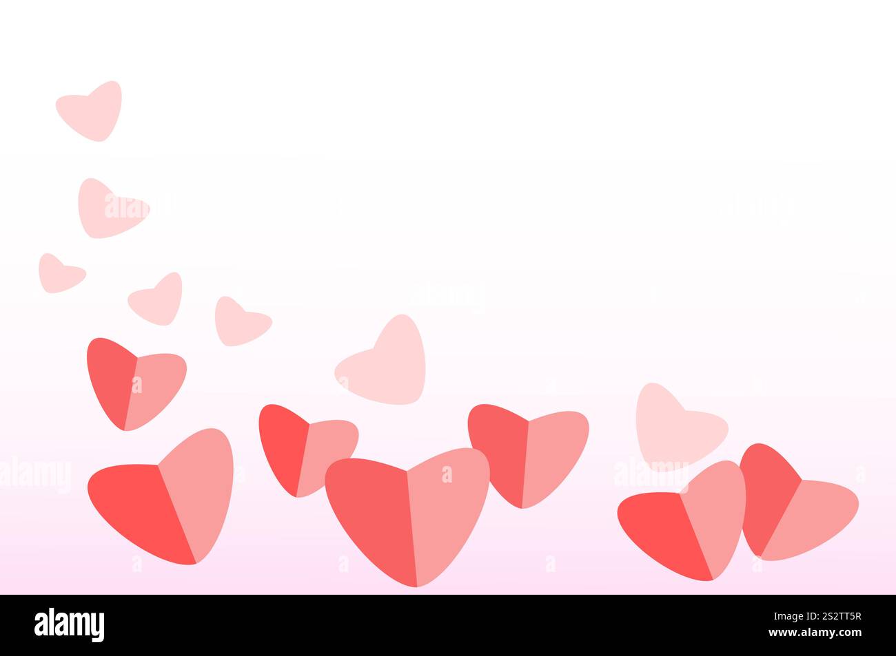 Group of red and pink color hearts confetti on white background, Heart ...