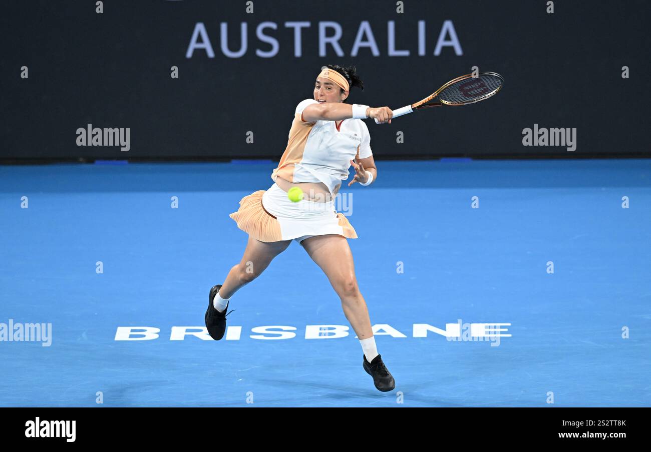 Brisbane, Australia. 30th Dec, 2024. Ons Jabeur of Tunisia in action during the Brisbane ...