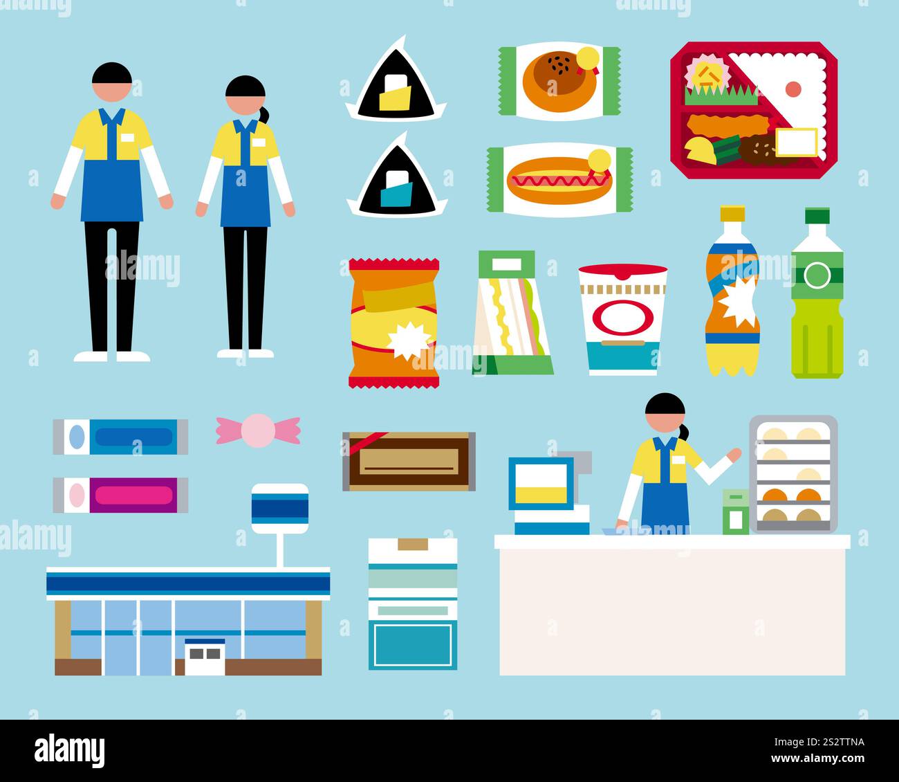 Convenience store set Stock Photo - Alamy