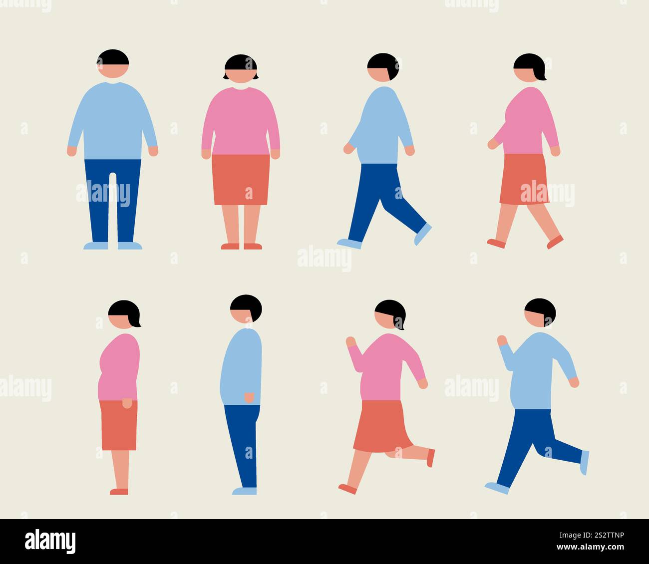 Obese men and women (walking, running, lying down Stock Photo - Alamy
