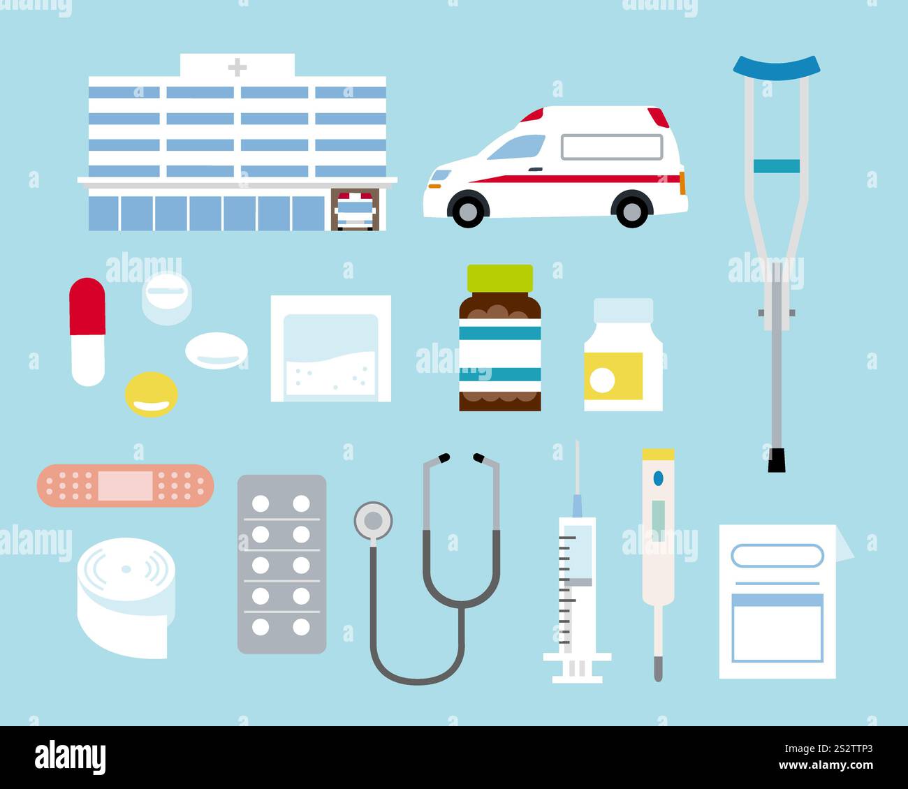 Hospital and hospital motif set Stock Photo - Alamy