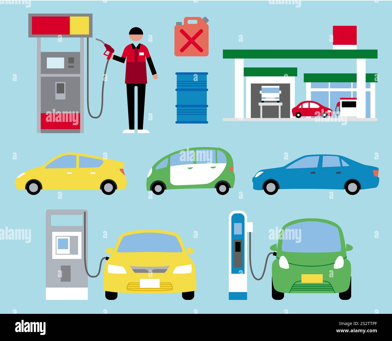 Gas station set Stock Photo - Alamy