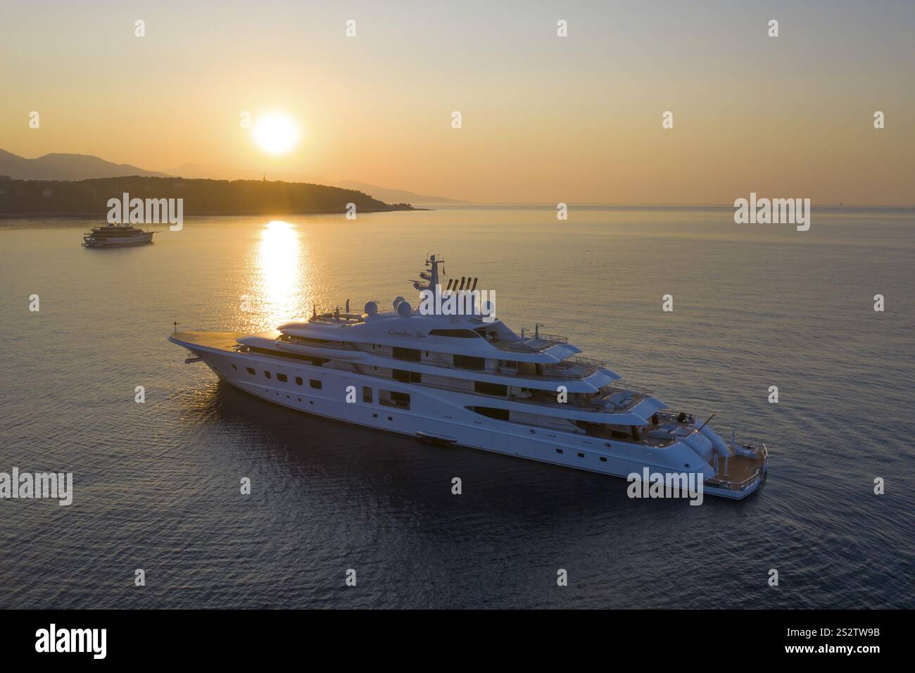 Aerial view of 104 metre motor yacht QUANTUM BLUE, delivered in 2014 by ...