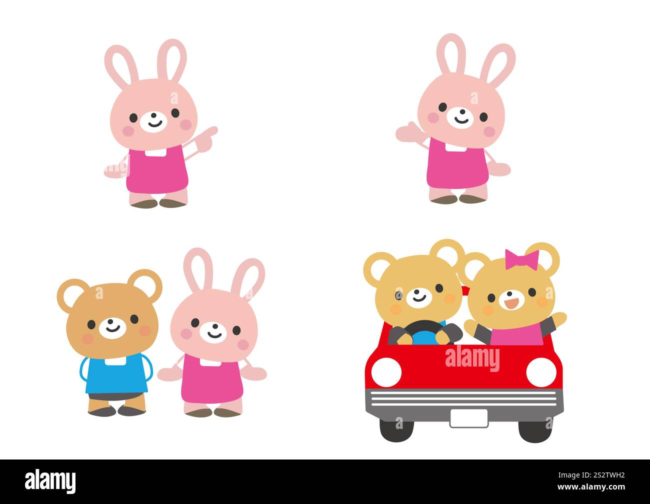 Driving bear and rabbit Stock Photo - Alamy