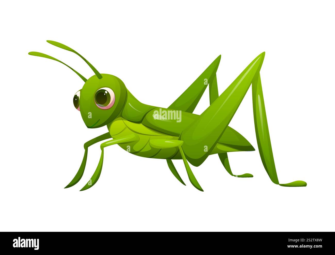 Cartoon funny grasshopper insect character. Isolated vector playful ...