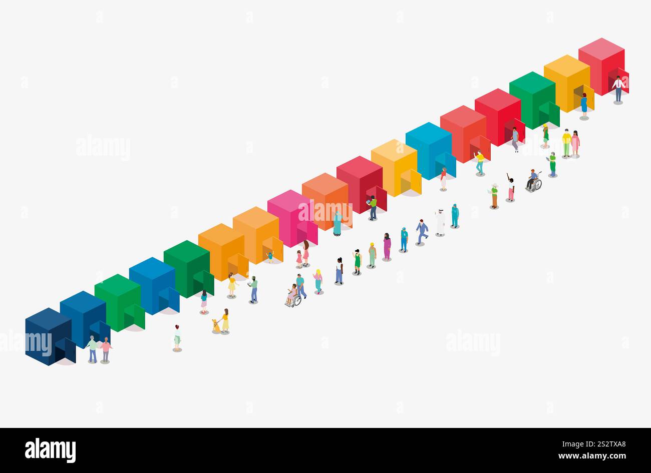 People in SDG boxes Stock Photo - Alamy