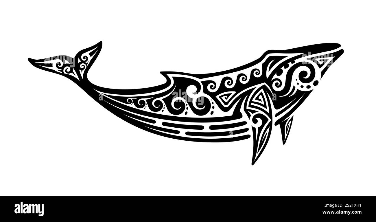 Tribal whale tattoo inspired by maori art, featuring intricate curves ...