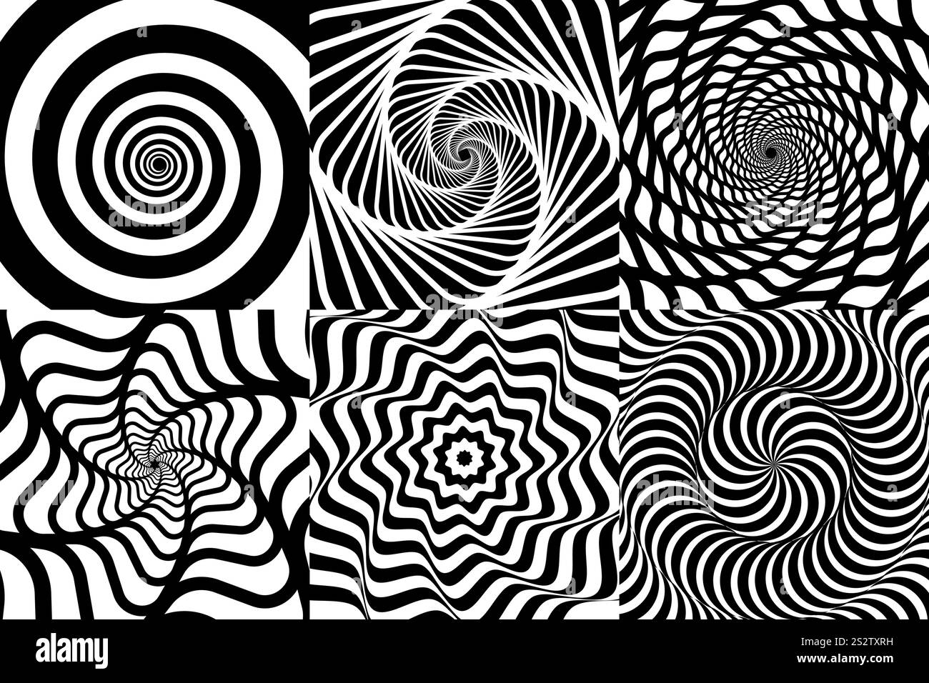 Psychedelic hypnotic swirl spiral pattern, hypnosis effect with optical illusion. Vertigo swirl ...