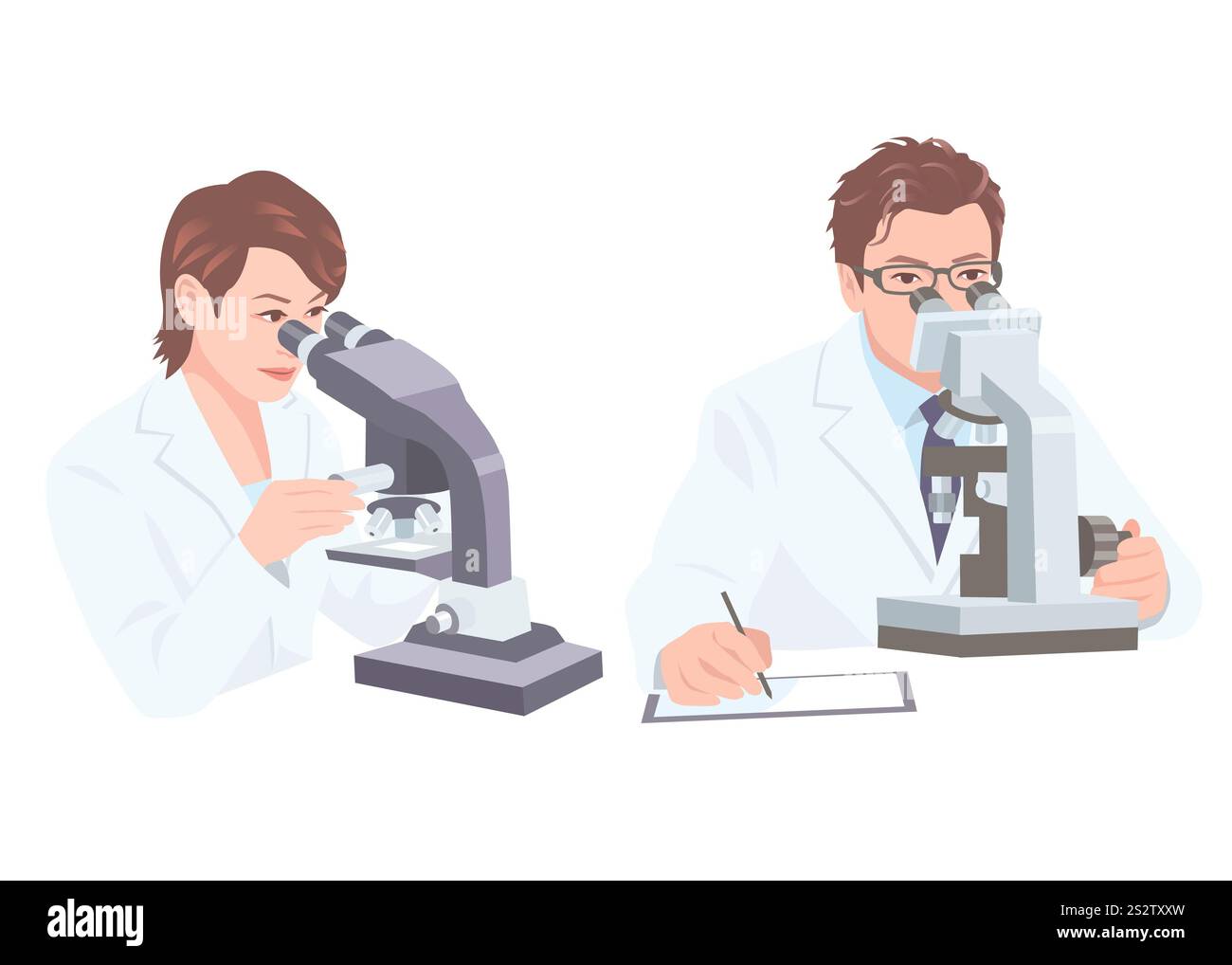 Laboratory woman microscope Cut Out Stock Images & Pictures - Alamy