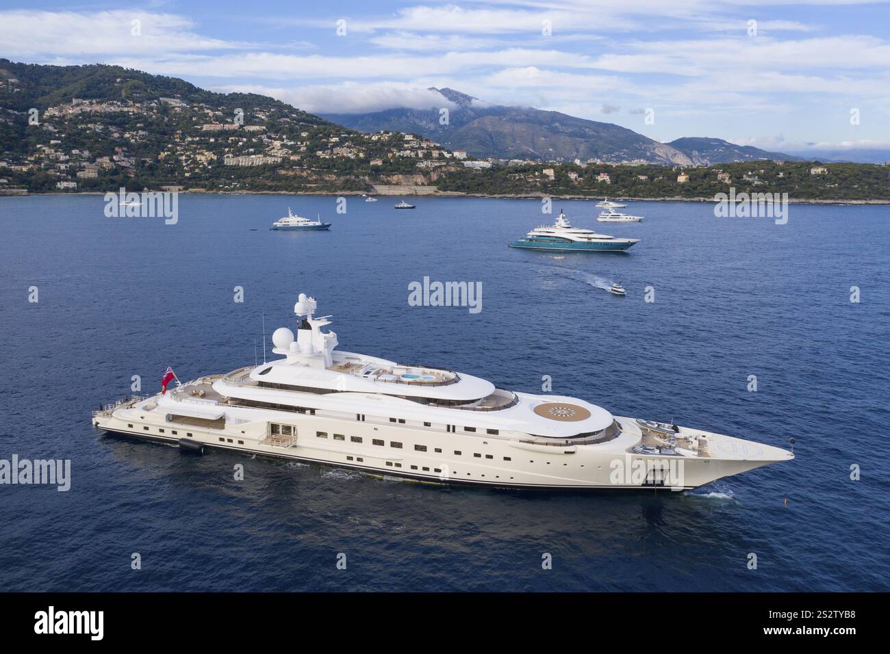 Aerial view of 115 metre motor yacht PELORUS, built in 2003 by the ...