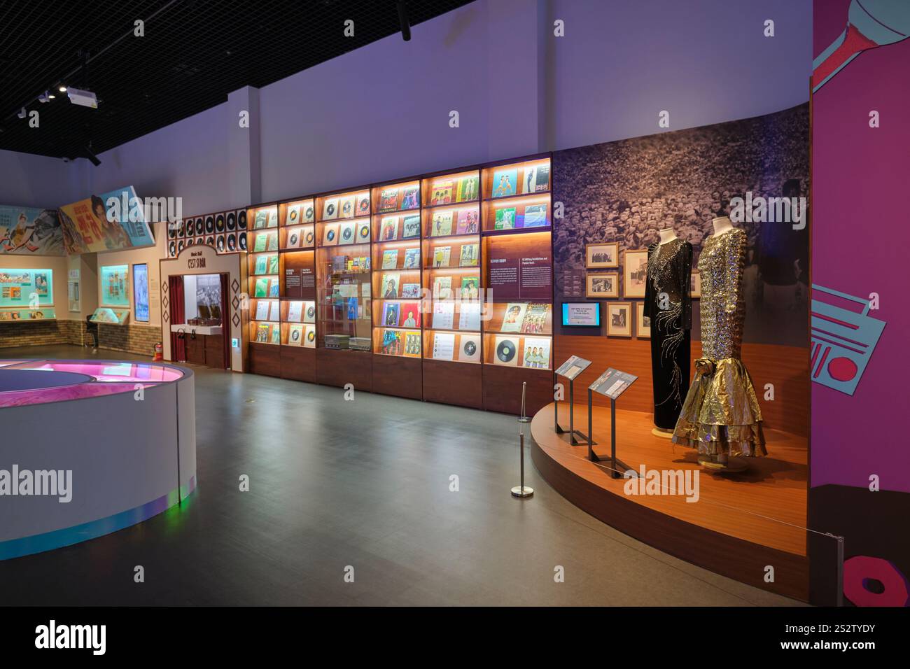 Recreation of an old record store with vinyl albums, Lps. In a pop ...