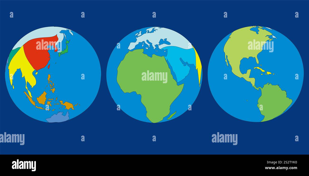 Three types of globe Stock Photo - Alamy